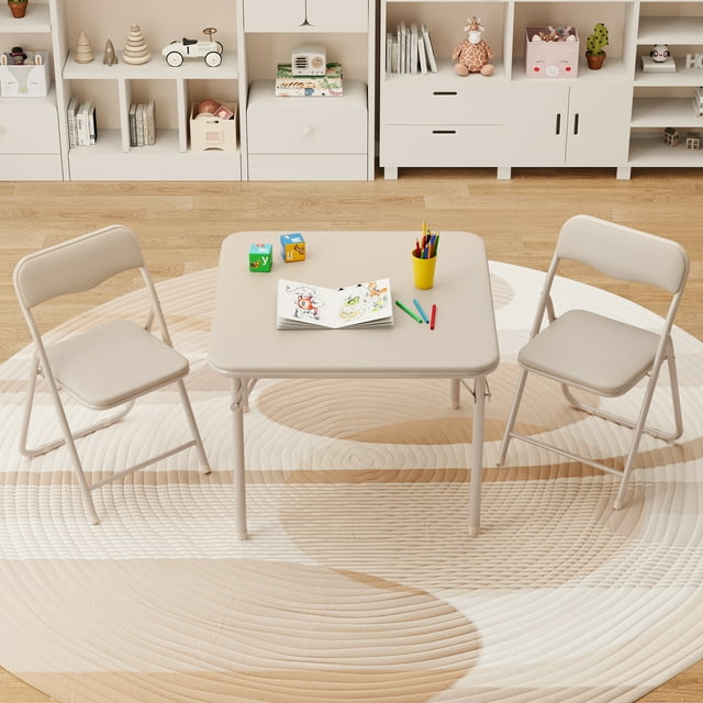 Danolapsi Kids Table and 2 Chairs Set Folding and Portable Toddler ...