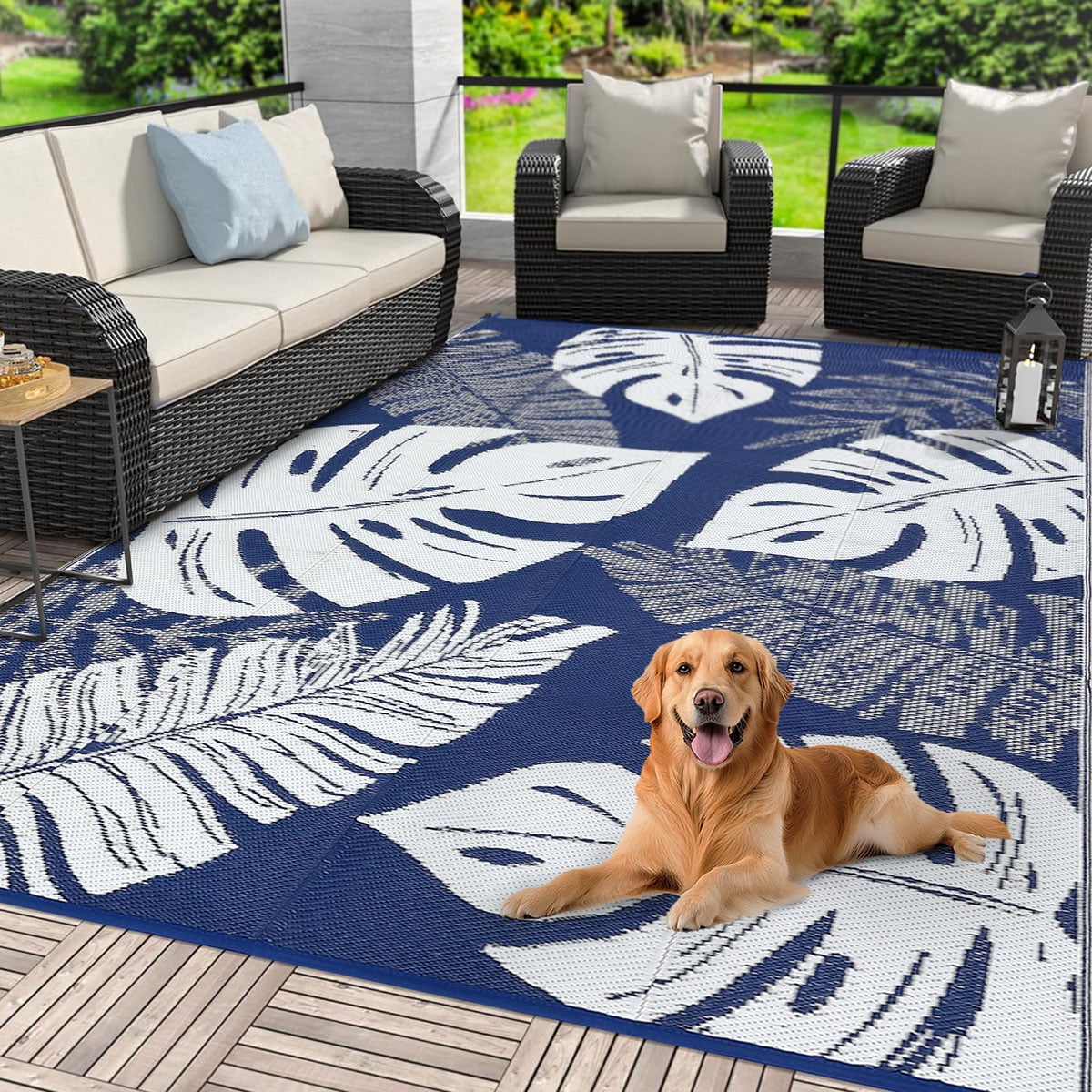 Danolapsi Large Outdoor Rug,8*12ft Waterproof Plastic Straw Rug, Modern ...