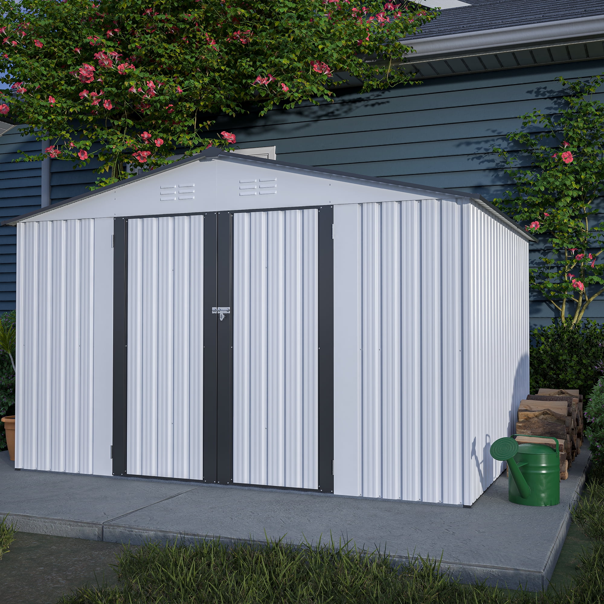 Danolapsi Metal Outdoor Garden Storage Shed With Lockable Door, House ...