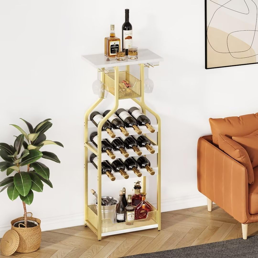 Danolapsi Metal Wine Rack Freestanding Floor,16-Bottle Wine Storage ...