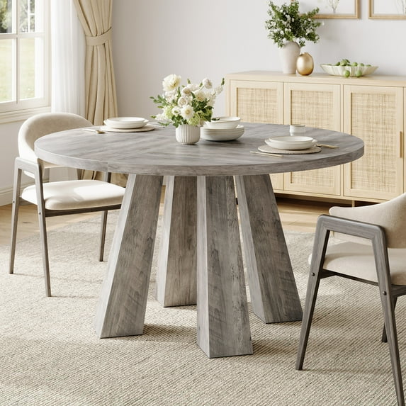 Danolapsi Modern Farmhouse Round Dining Table for 4-6 ,Sturdy Wood ...