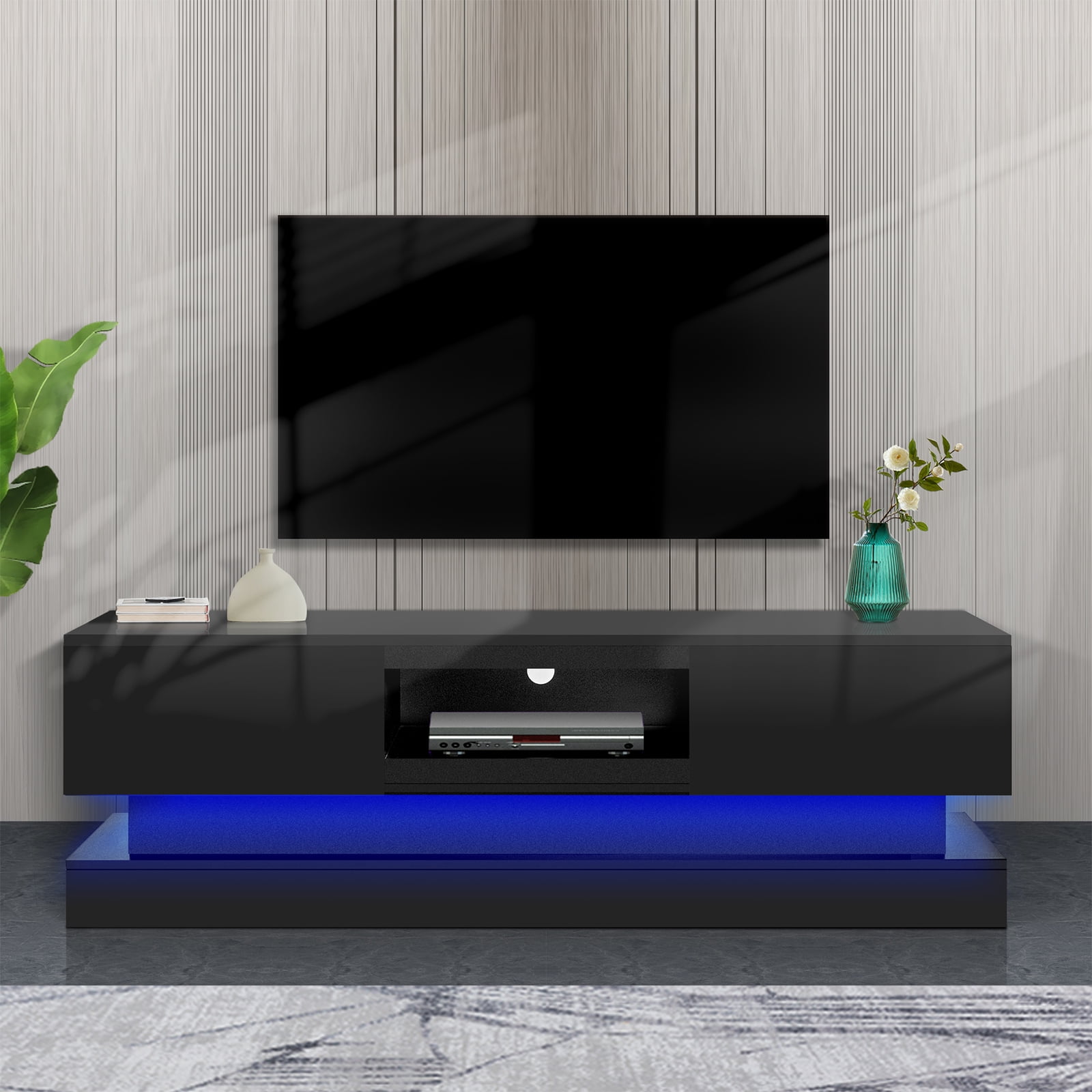 Danolapsi Modern TV Stand With LED Lights TV Console Stand For TVs Up ...