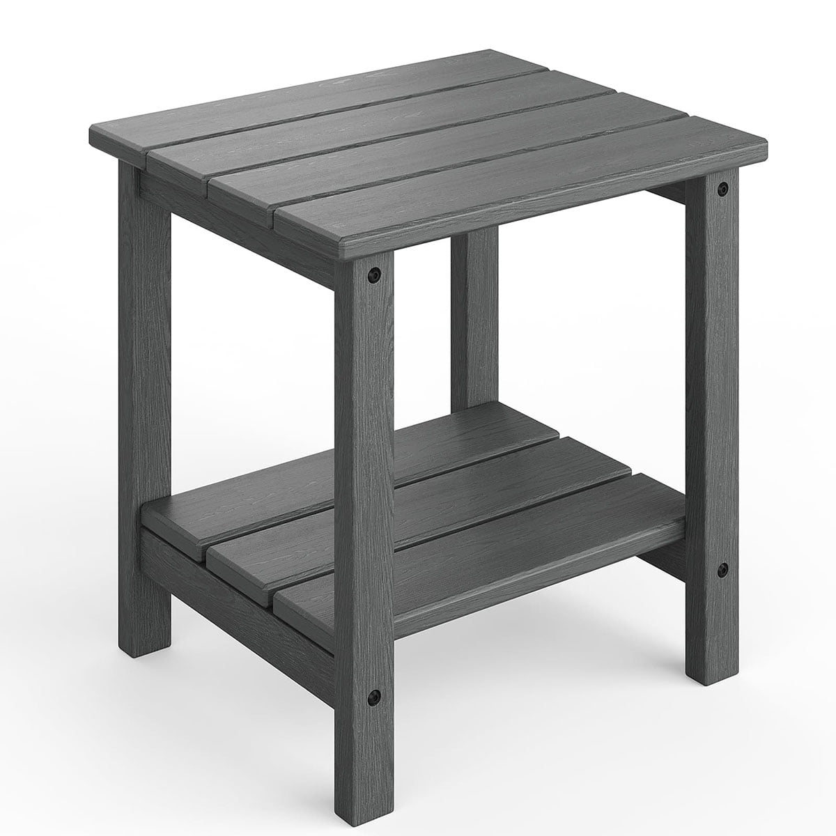 Danolapsi Outdoor Adirondack Side Table, HDPE 2-Tier Sturdy Patio End ...