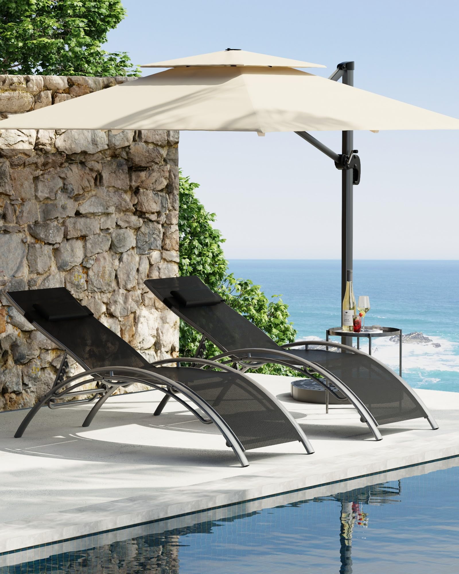 Danolapsi Outdoor Chaise Lounge Chairs Set of 2 with 3-Position ...