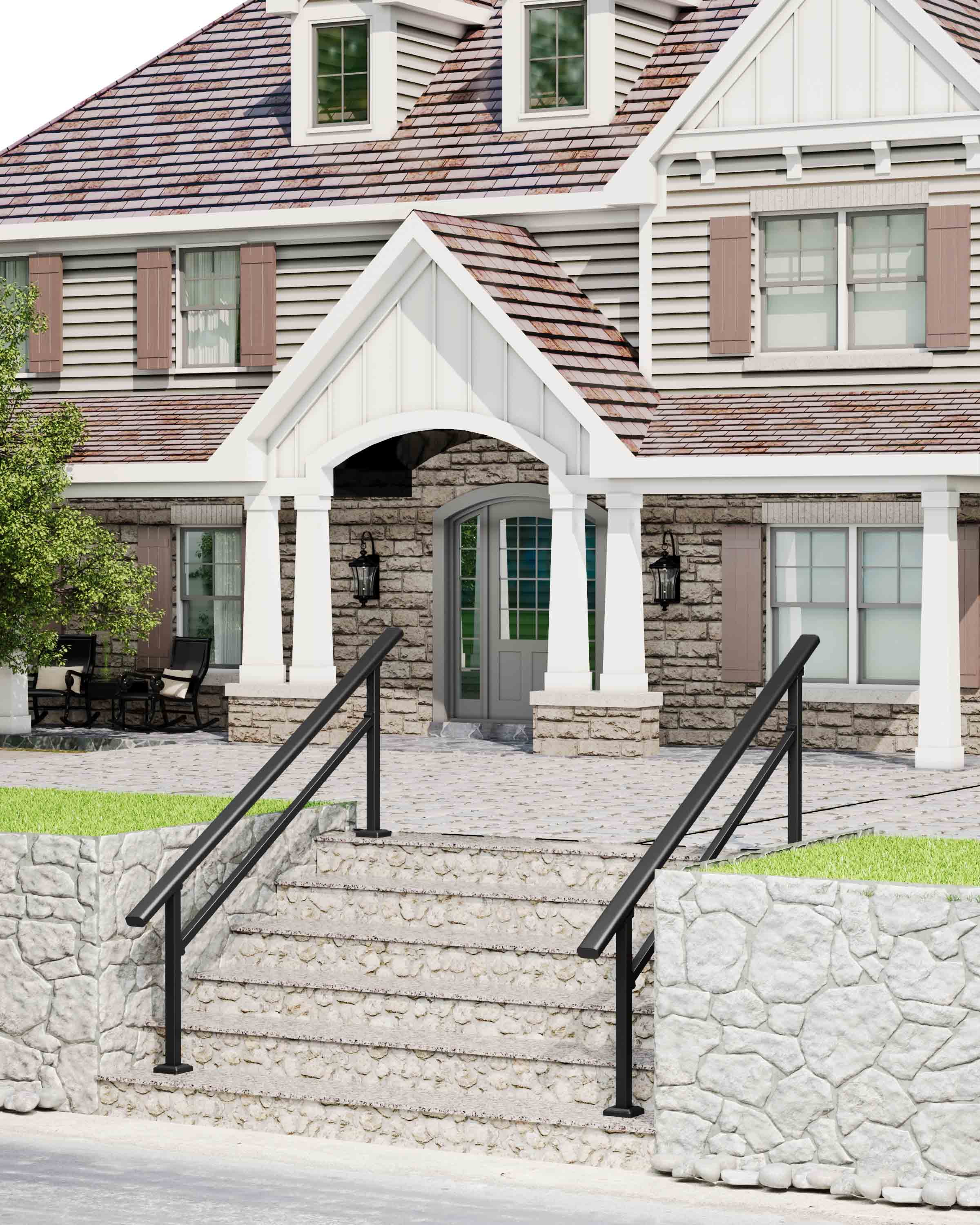 Danolapsi Outdoor Aluminium Stair Railing, Adjustable Handrail for ...