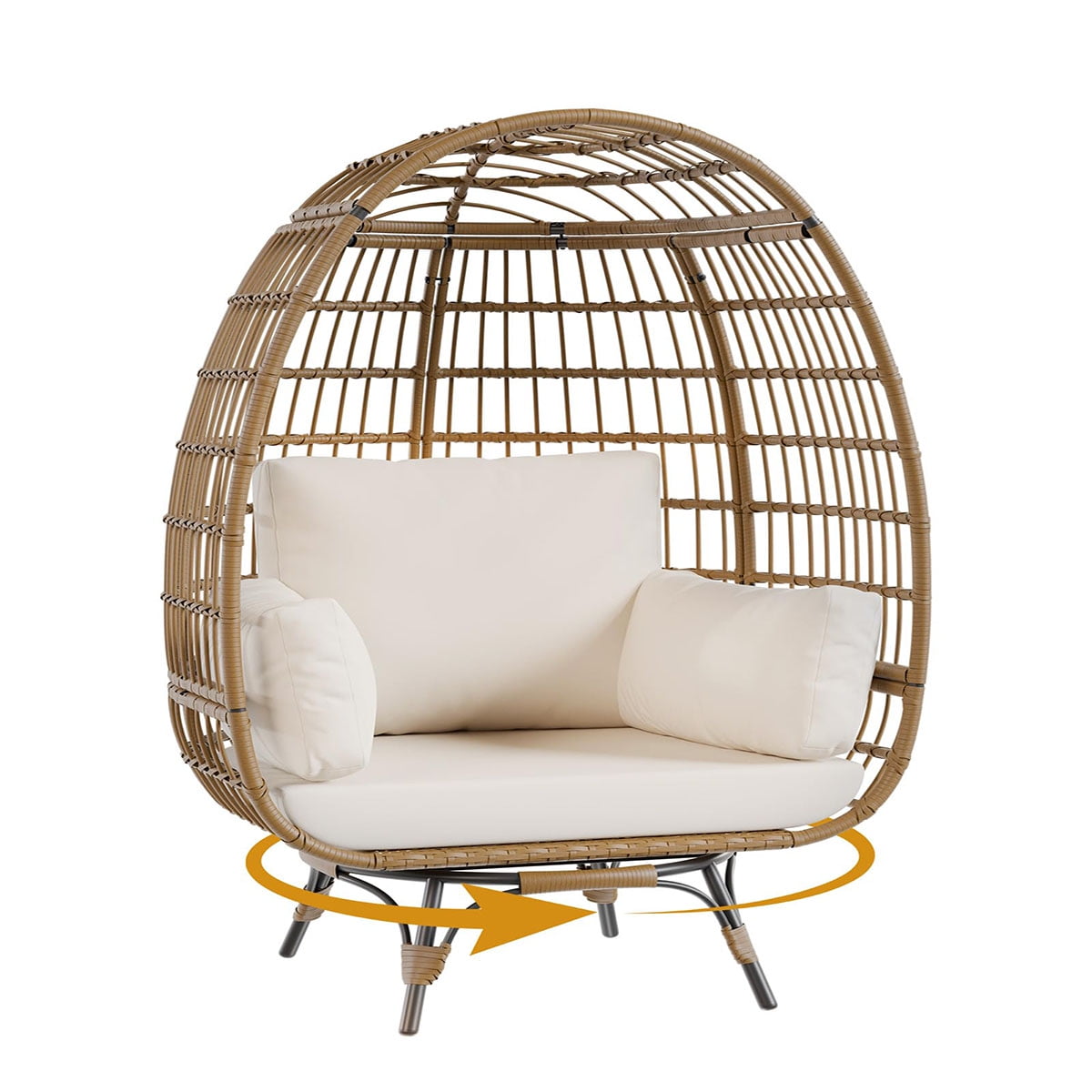 Danolapsi Oversize 360°Swivel Egg Chair, Patio Rotating Rattan Egg ...