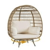 SWITTE Swing Egg Chair with Stand 2 Person Beige Wicker Egg Chairs ...