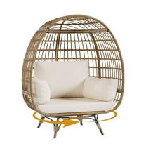 SWITTE Swing Egg Chair with Stand 2 Person Beige Wicker Egg Chairs ...