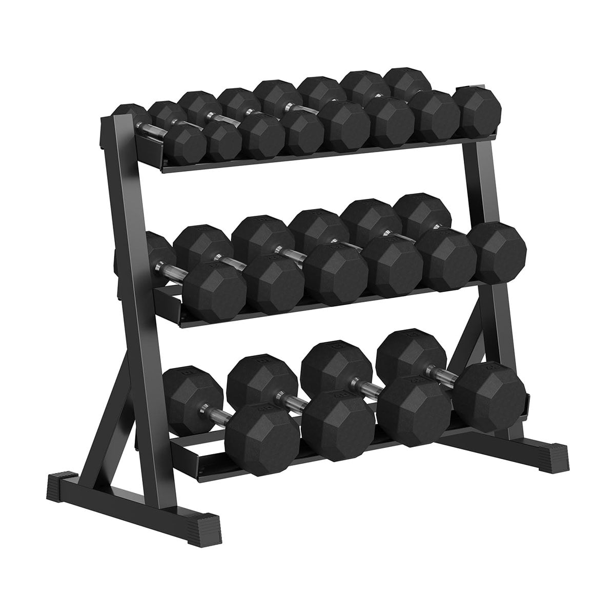 Danolapsi Premium Rubber Coated Hex Dumbbell Weight Set with Rack ...