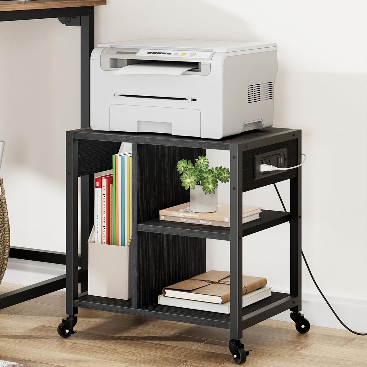Danolapsi Printer Stand with Power Outlets and USB Charging Ports, Home ...