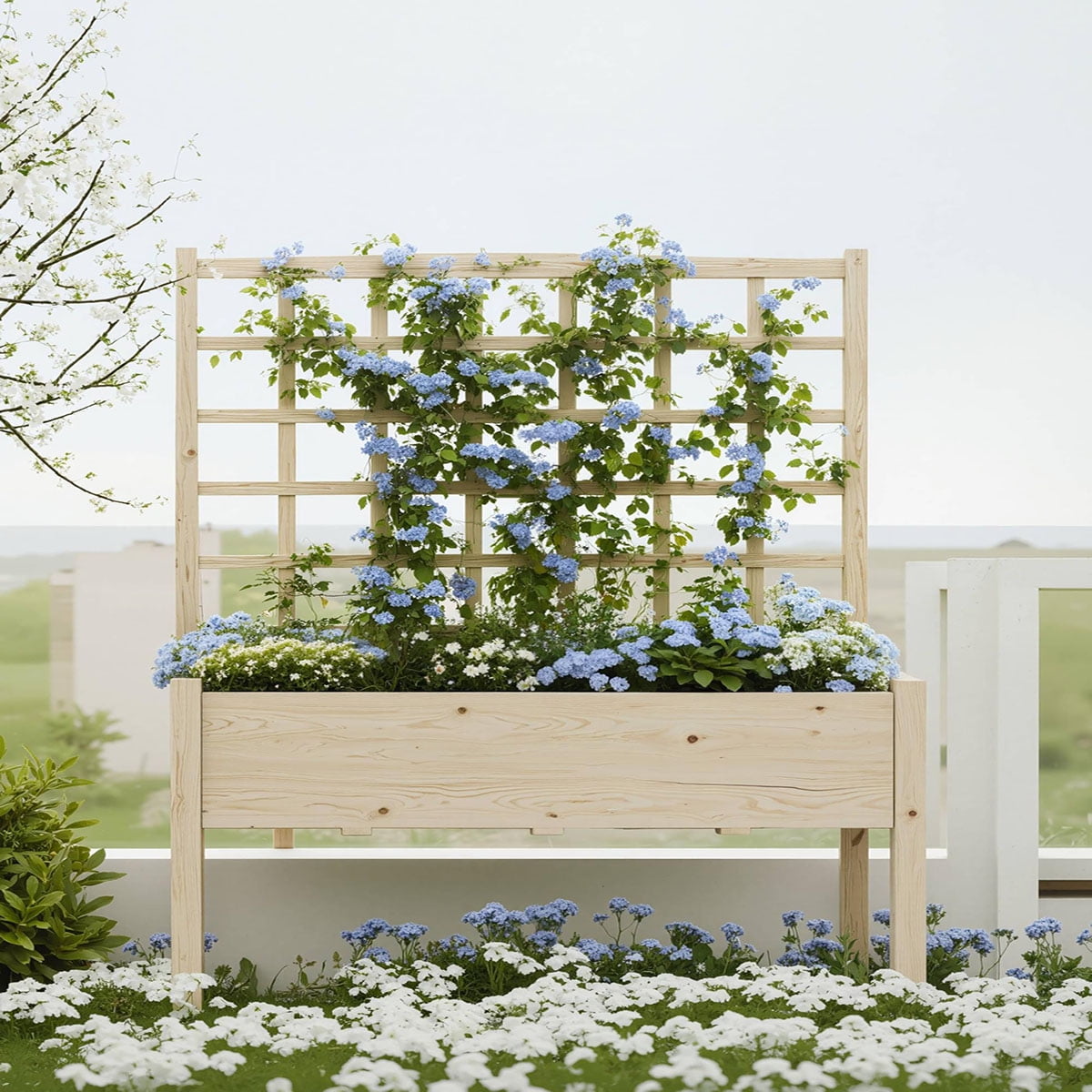 Danolapsi Raised Garden Bed with Trellis,Elevated Planter Box with Legs ...