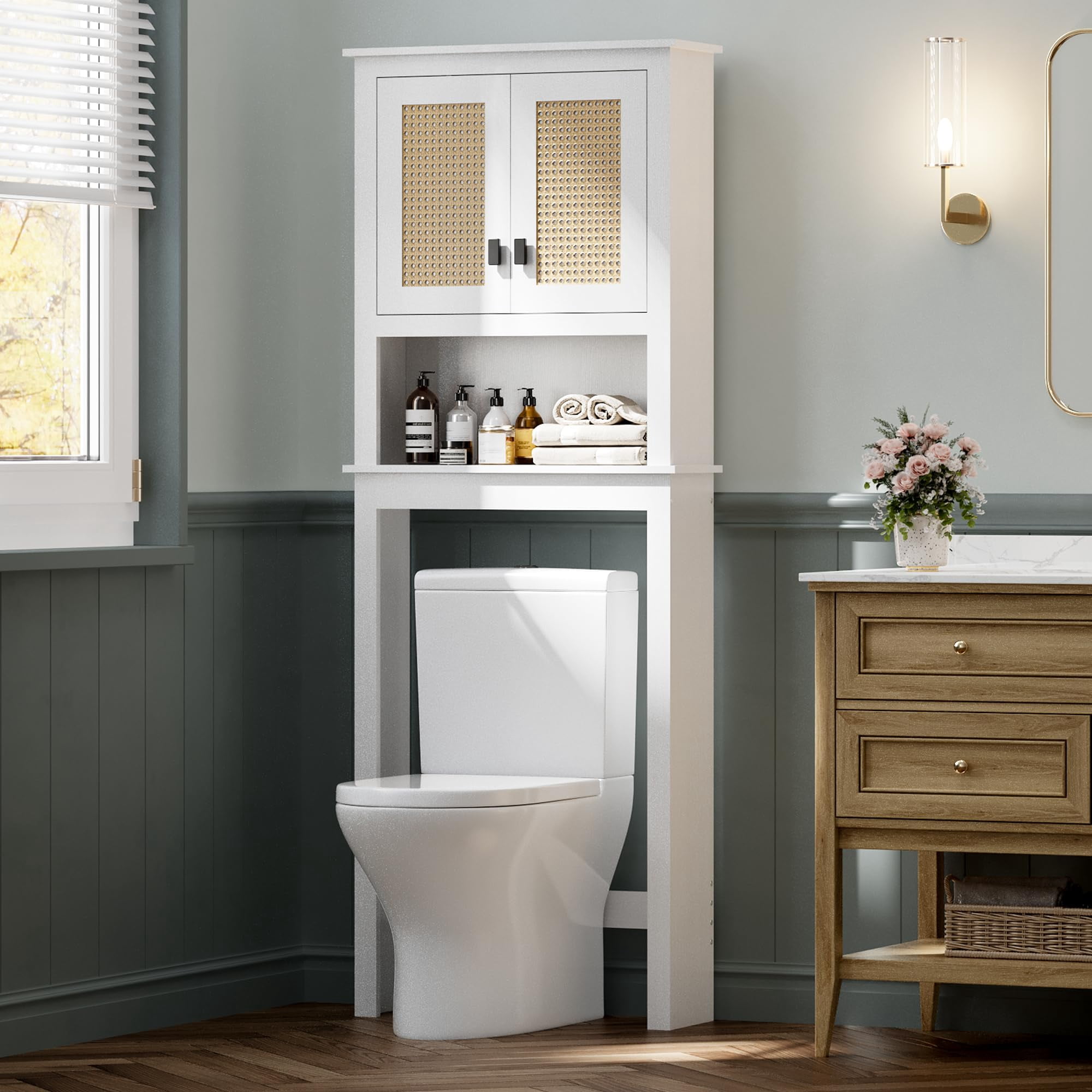 Danolapsi Rattan Toilet Storage Cabinet,Over The Toilet Storage Cabinet ...