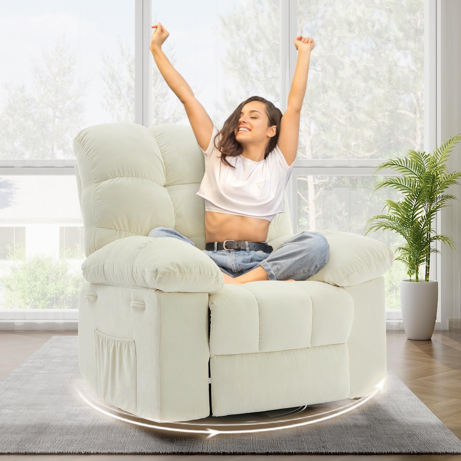 Danolapsi Rocking Recliner Chair,360° Swivel Rocker Chair for Small ...