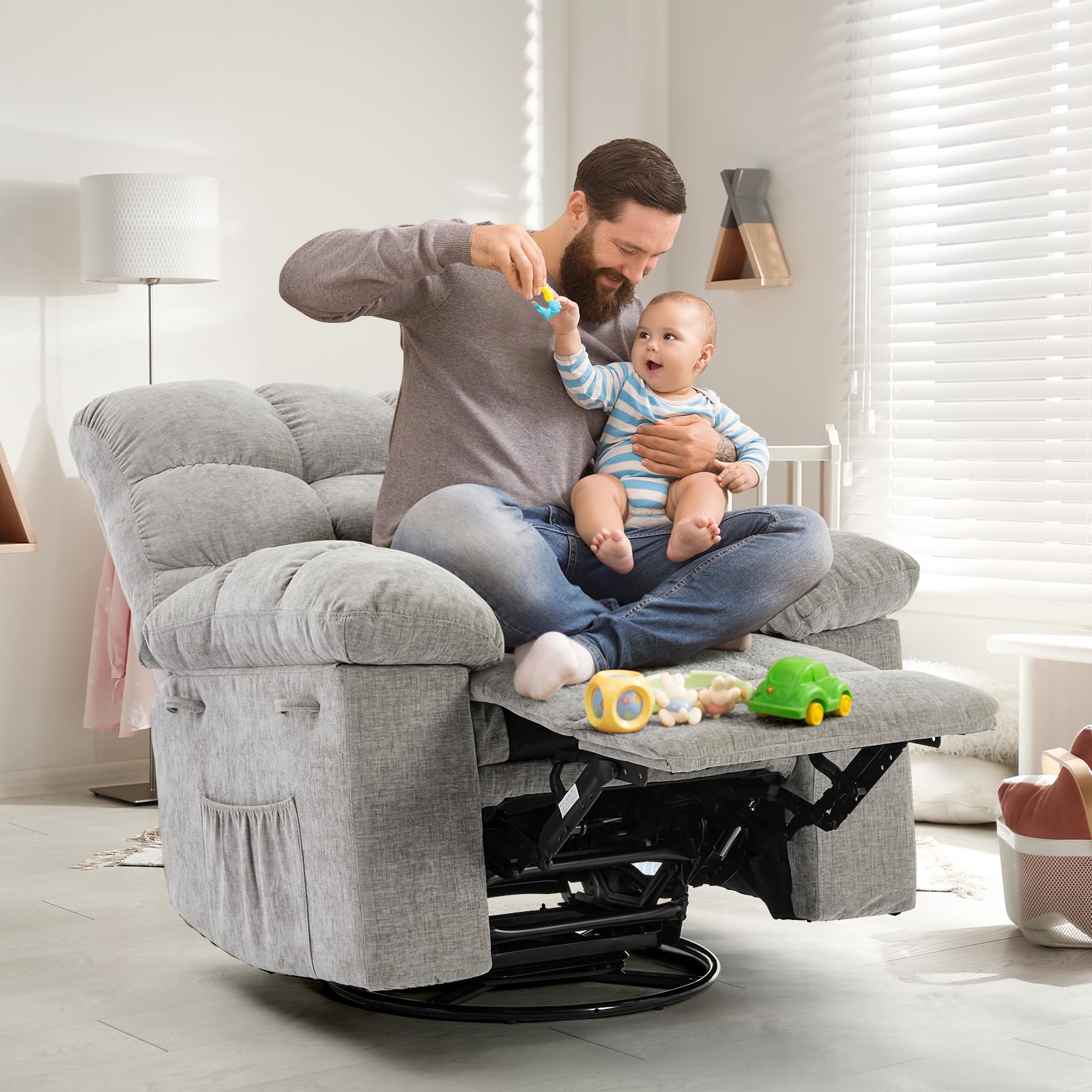 Danolapsi Rocking Recliner Chair,360° Swivel Rocker Chair for Small ...