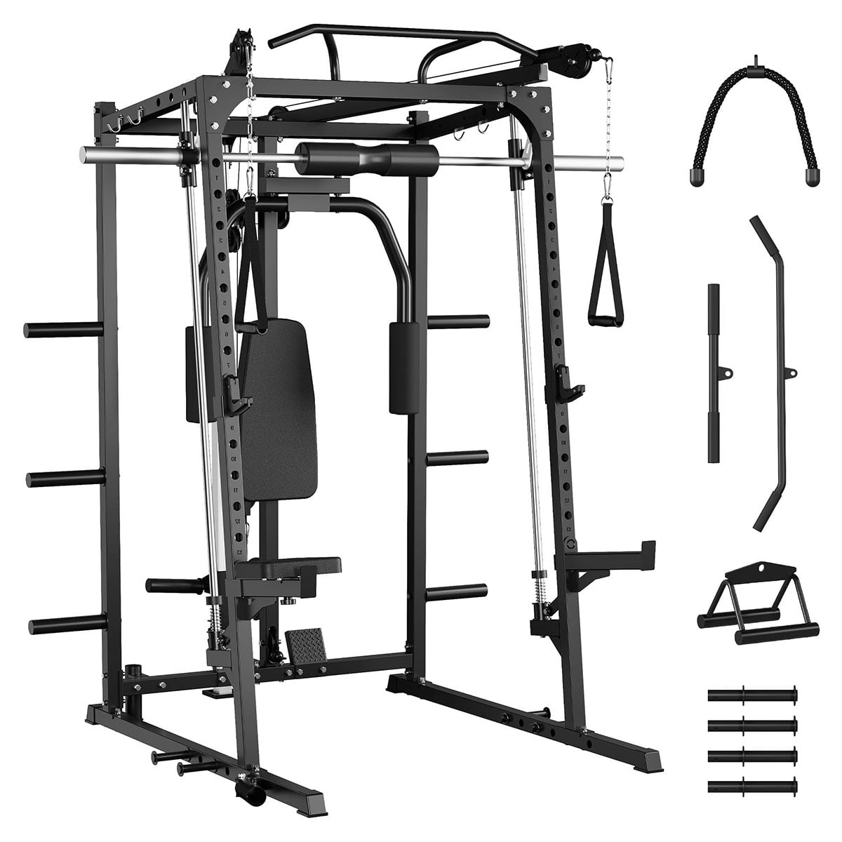 Danolapsi Smith Machine, 2000LBS Power Cage Squat Rack with Chest Fly ...