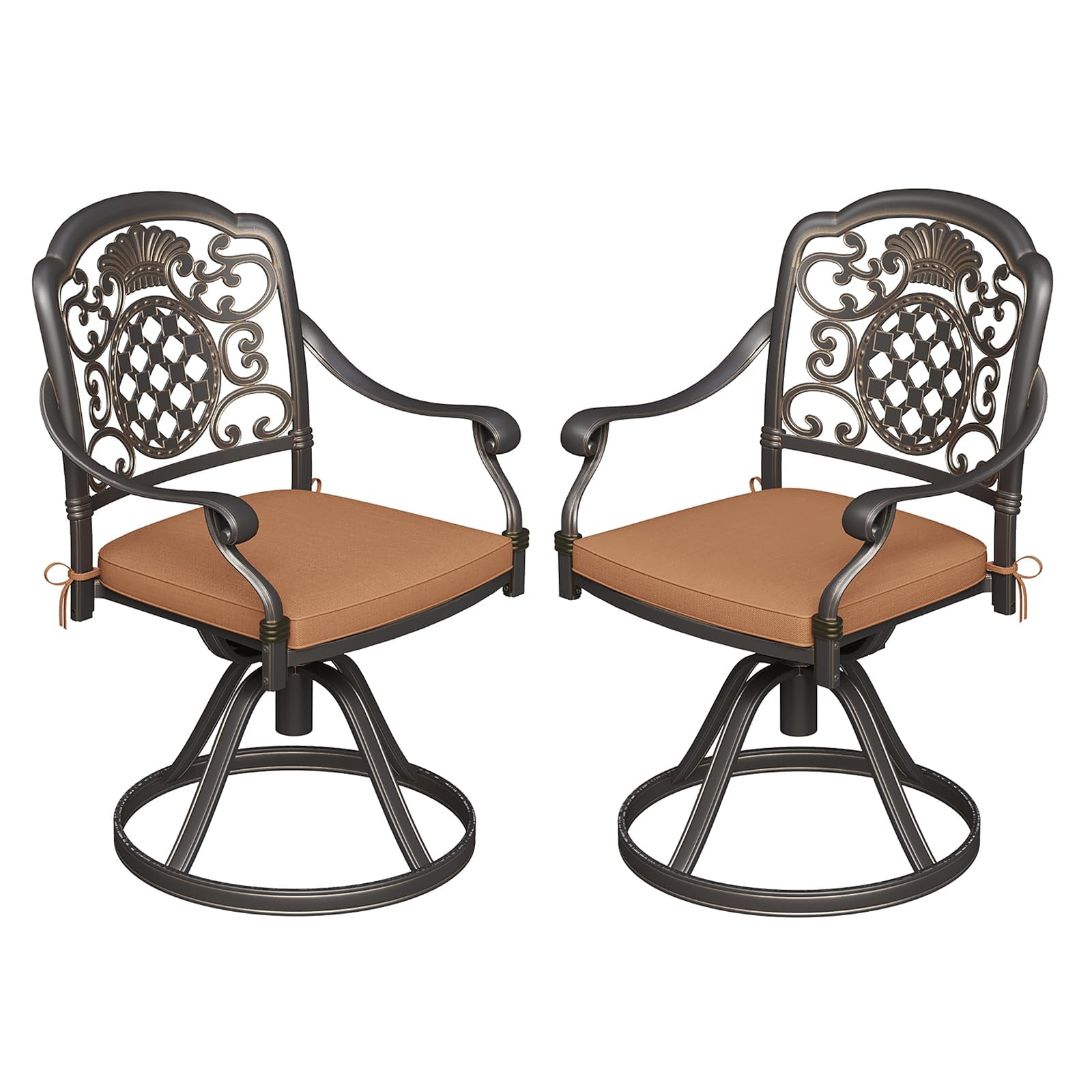Danolapsi Swivel Patio Chairs Set of 2,Aluminum Outdoor Chairs with ...
