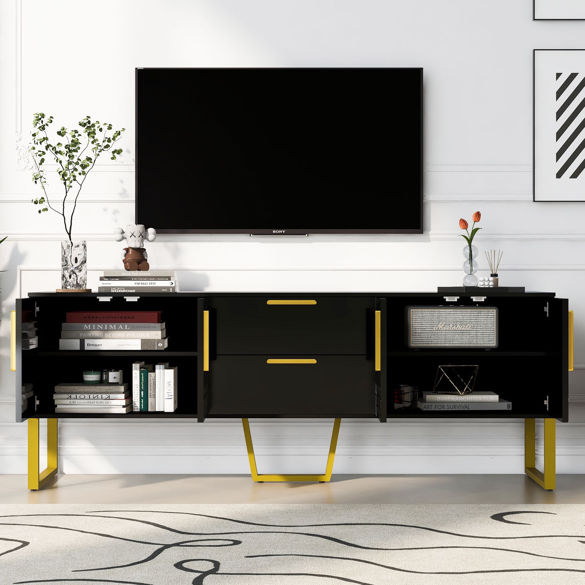 Danolapsi TV Stand for 75" Television,TV Console Table with Drawers and ...