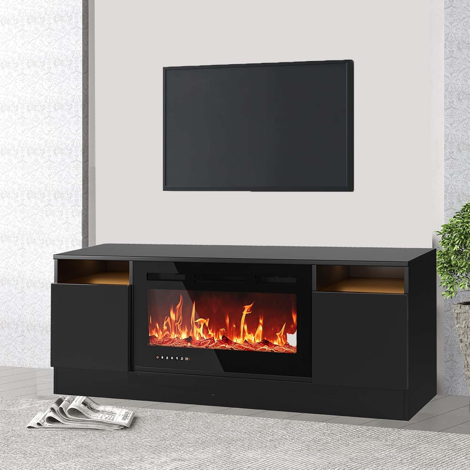 Danolapsi TV Stand for Fireplace,Modern Entertainment Center with ...