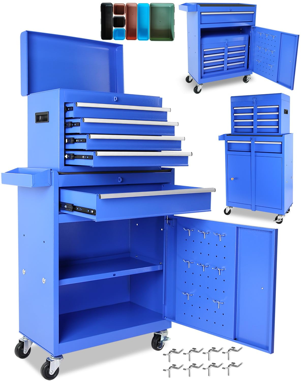 Danolapsi Tool Chest,2 in 1 Tool Boxes with 5 Drawers,Tool Cart with 7 ...