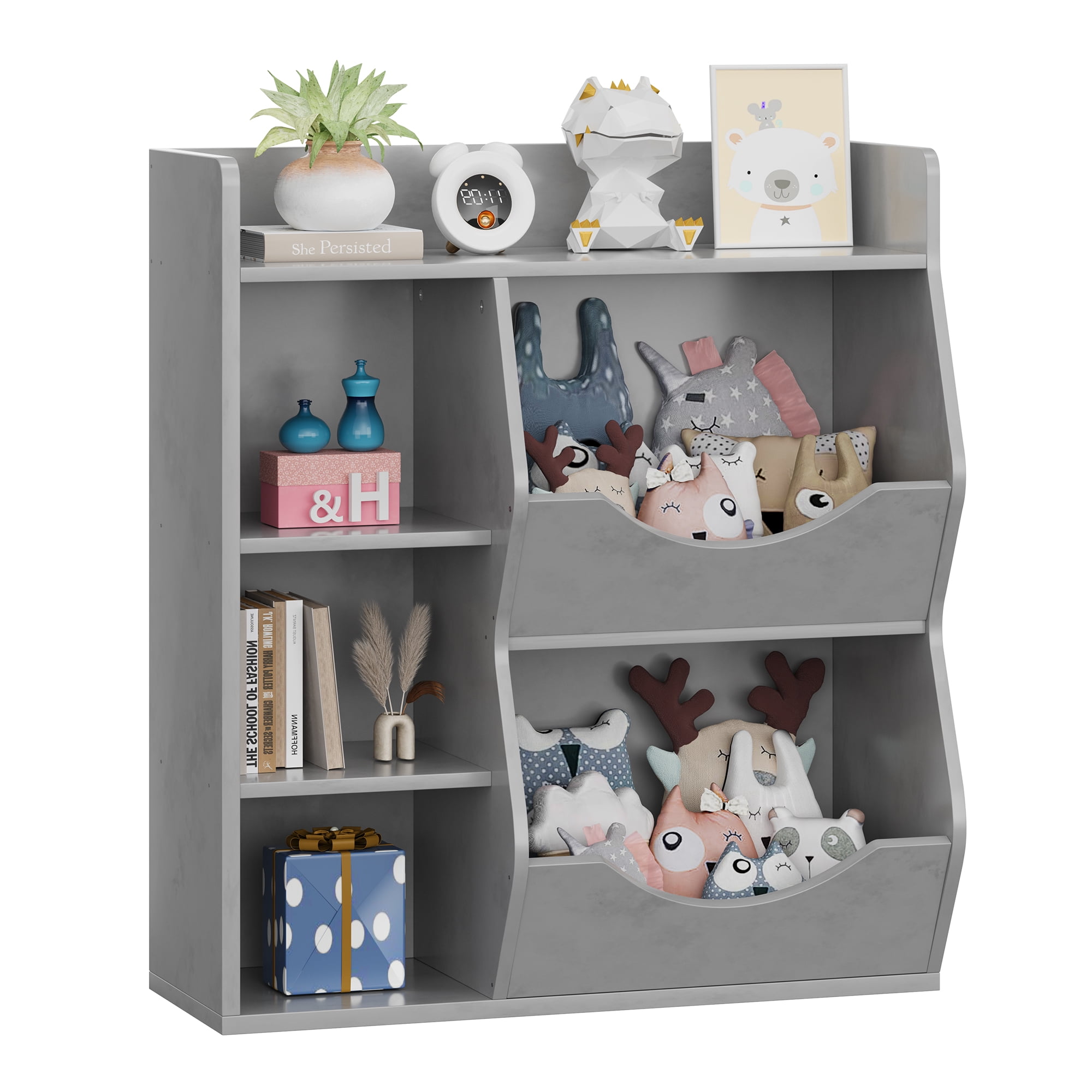 Danolapsi Toy Storage Organizer with Bookcase,Kid’s Multi Shelf Cubby ...