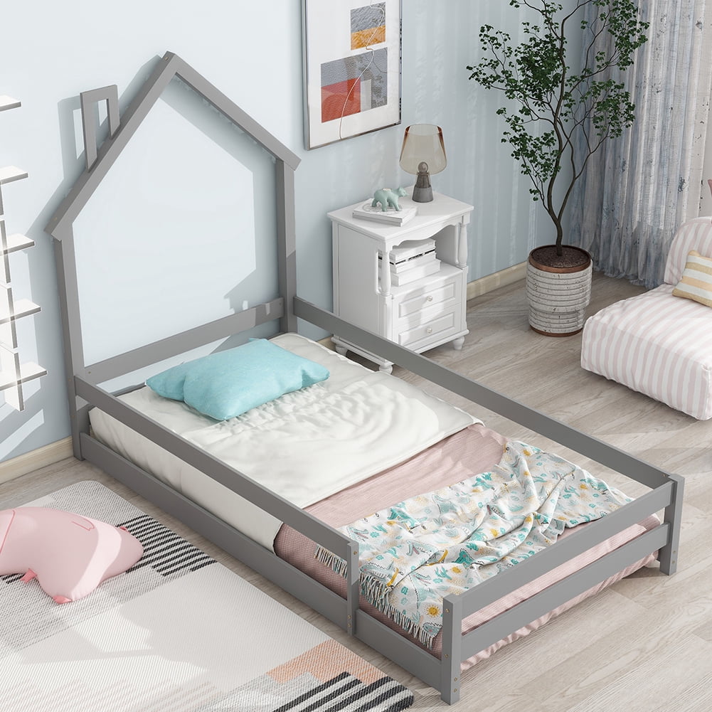 Danolapsi Twin Size Montessori Toddler Floor Bed Frame,Modern House ...