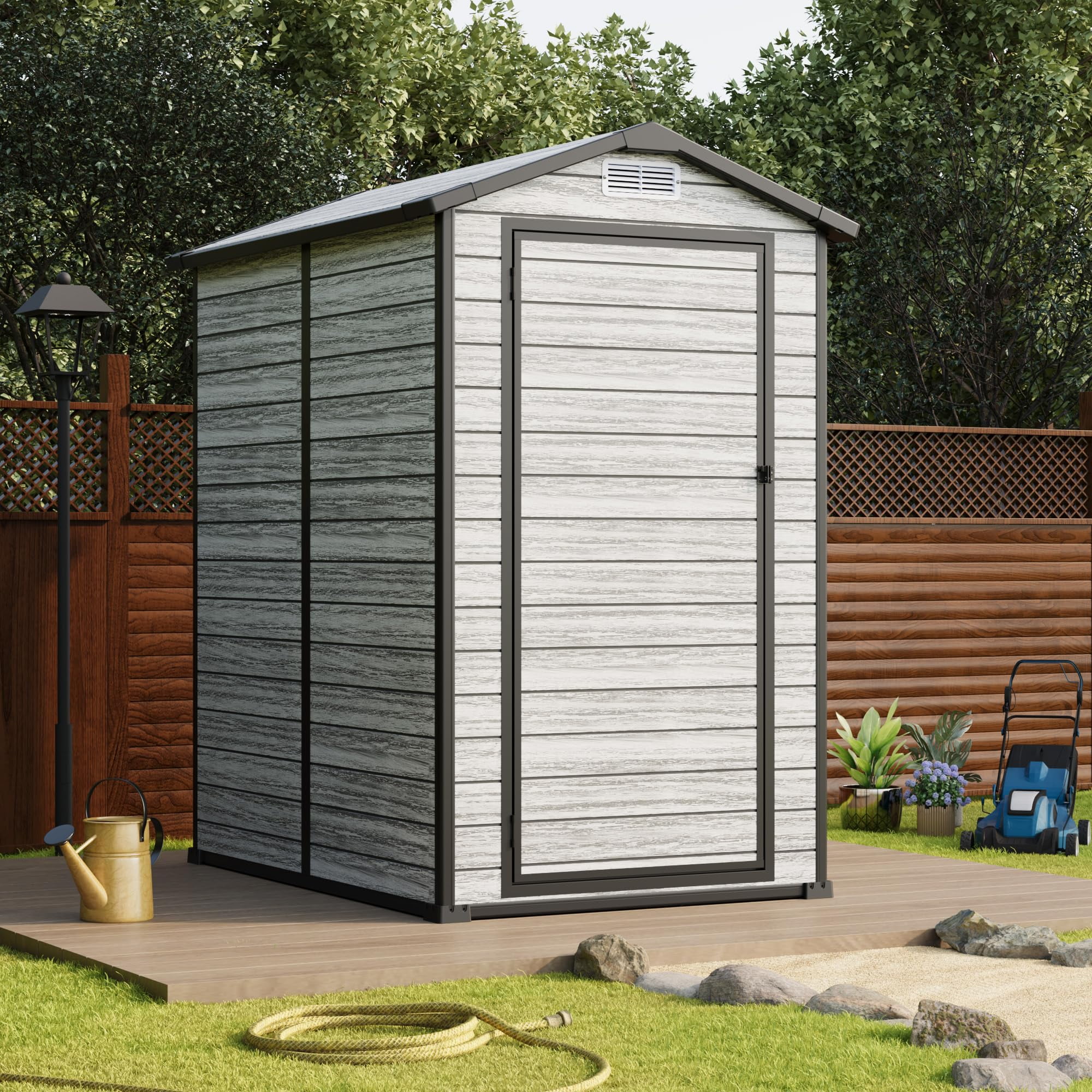 Danolapsi Weather-Resistant Resin Shed with Window, Outdoor Storage ...