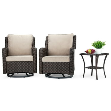 PARKWELL Patio Rocking Swivel Cushioned Chairs Set of 2,Wicker Glider ...