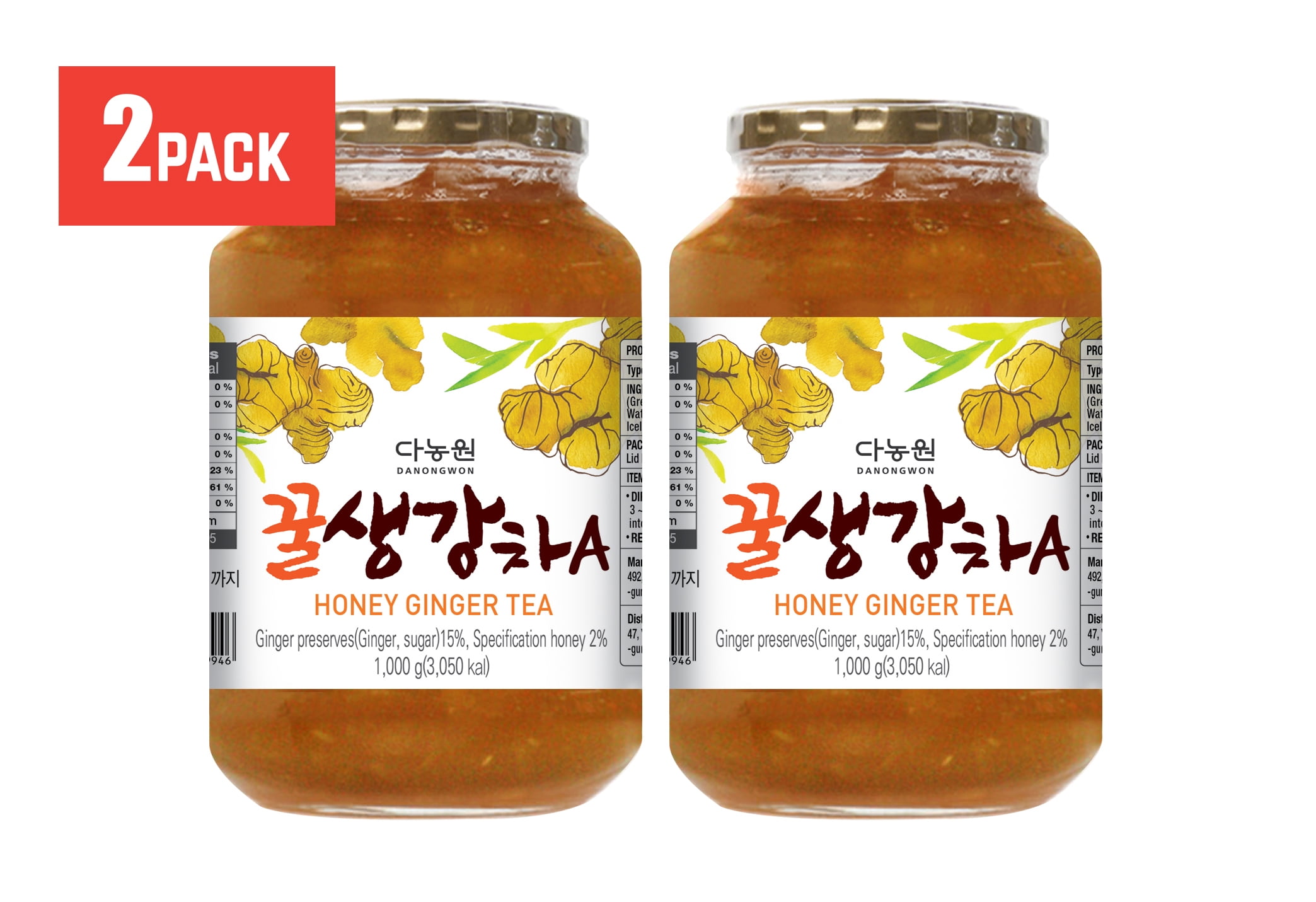 Danongwon Honey Ginger Tea, Product of Korea, Sliced Ginger Tea 2.2lb(1kg)*2ea - Walmart.com