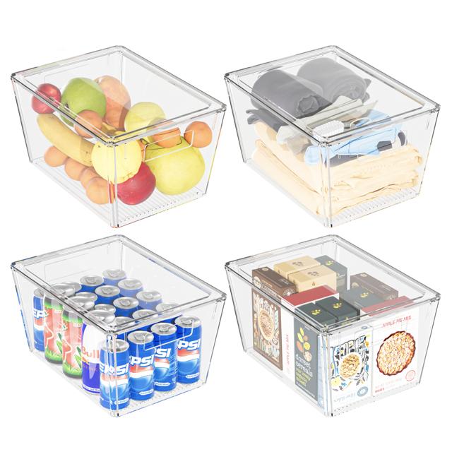 Danoni Top Bulk Plastic Storage Bins, 4 Gallon Clear Organizers with ...