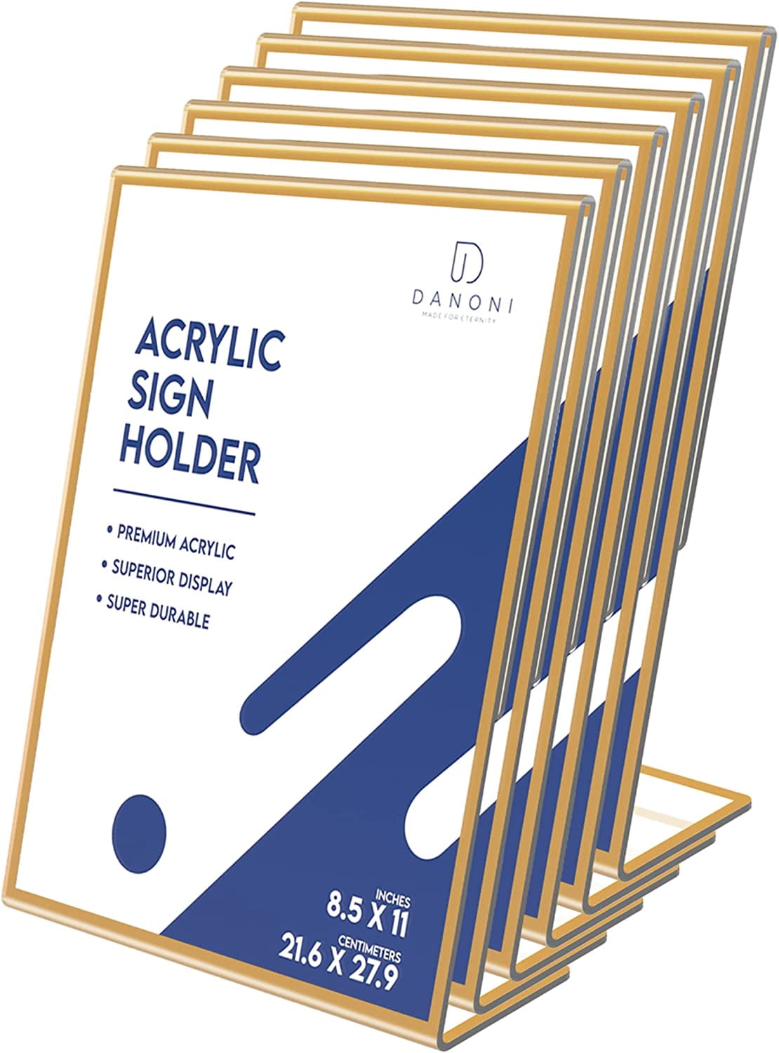 Danoni Gold Frames Acrylic Sign Holder, Document Brochure Display with ...