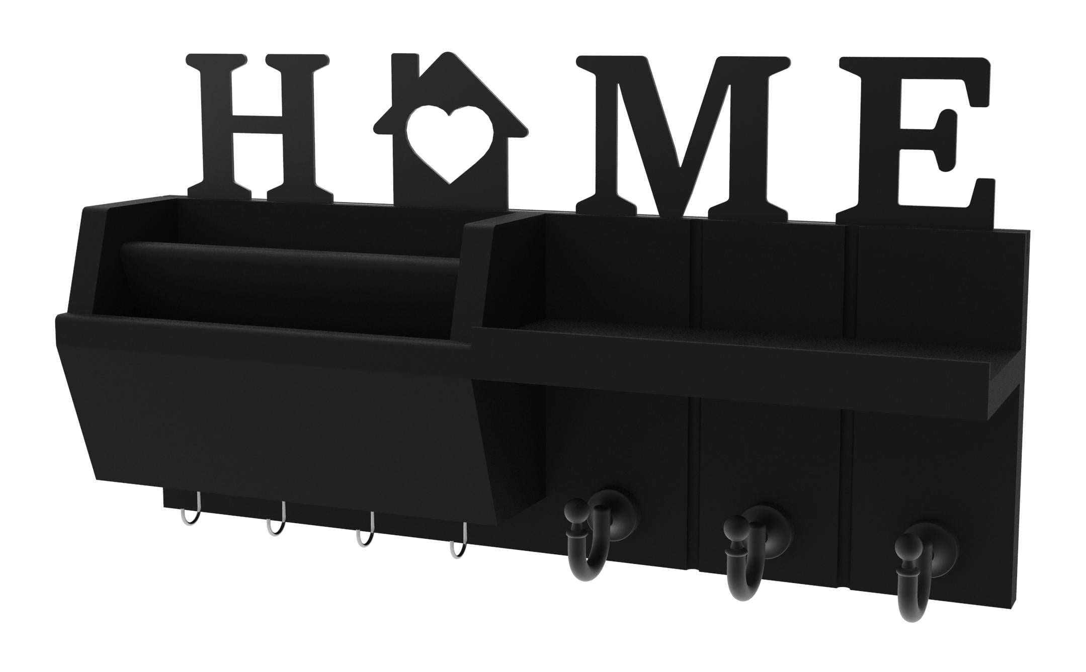 LEFEE Wall Mounted Wooden Envelope Key Holder，3 Double Key Hooks ...