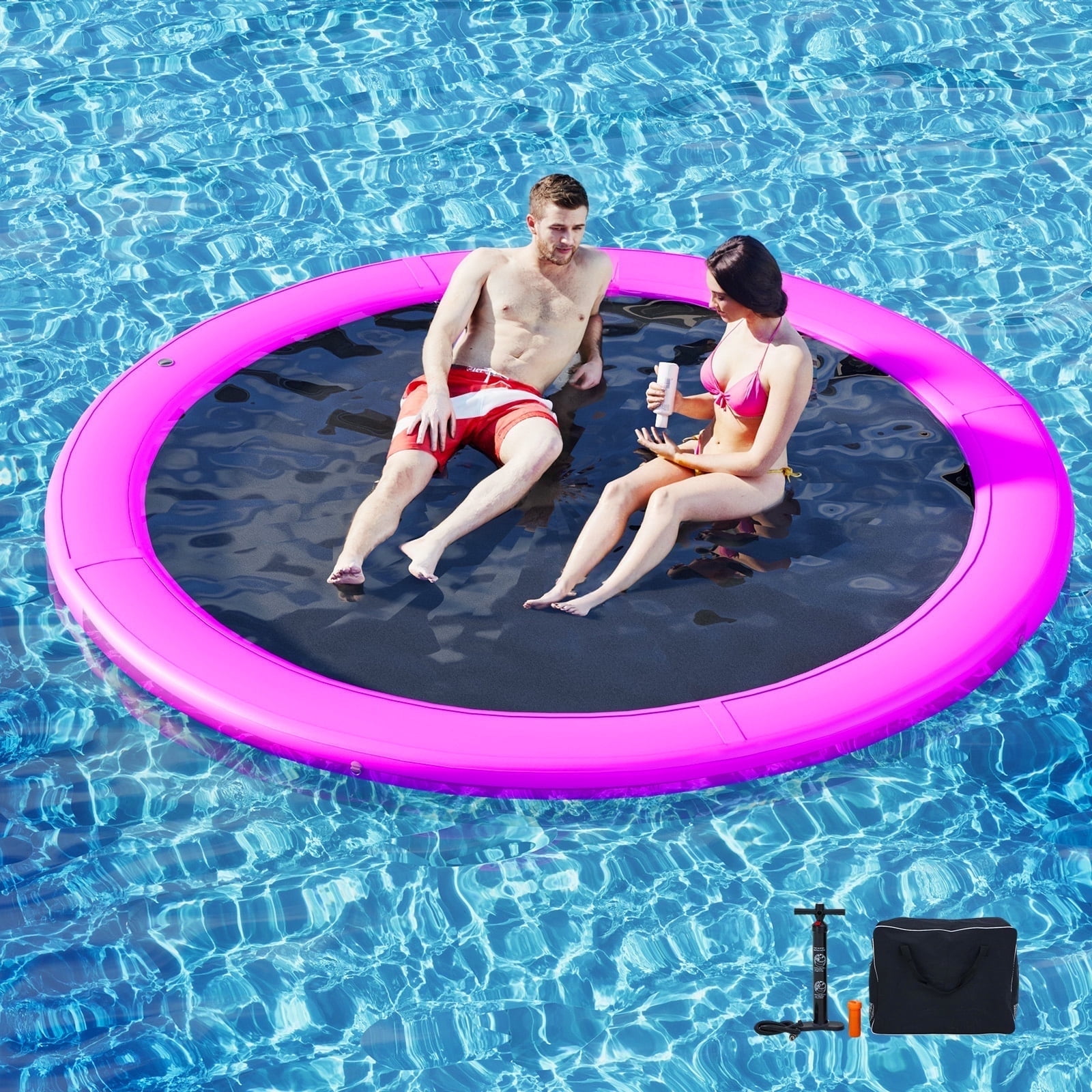 Danrelax 10FT Round Inflatable Pool Float for Adults, Heavy Duty Water Hammock with Pump ...