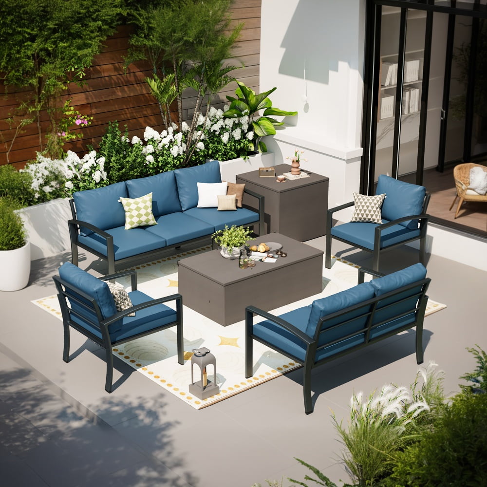 Danrelax 6 Pieces All Weather Aluminum Frame Patio Conversation Set ...