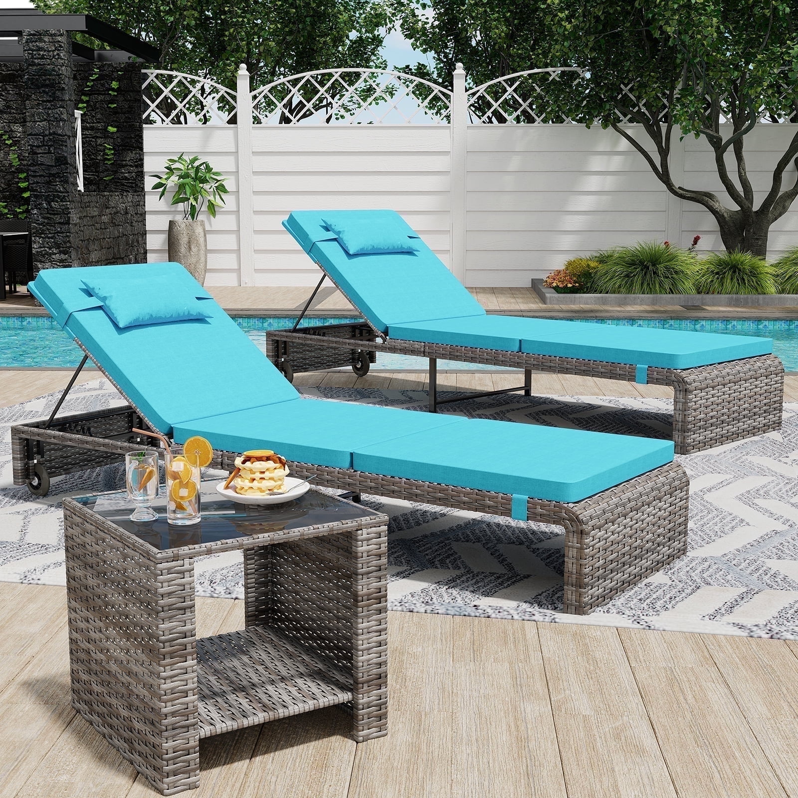 Danrelax Chaise Lounge Set (Set of 2), Modern Outdoor Patio Furniture ...