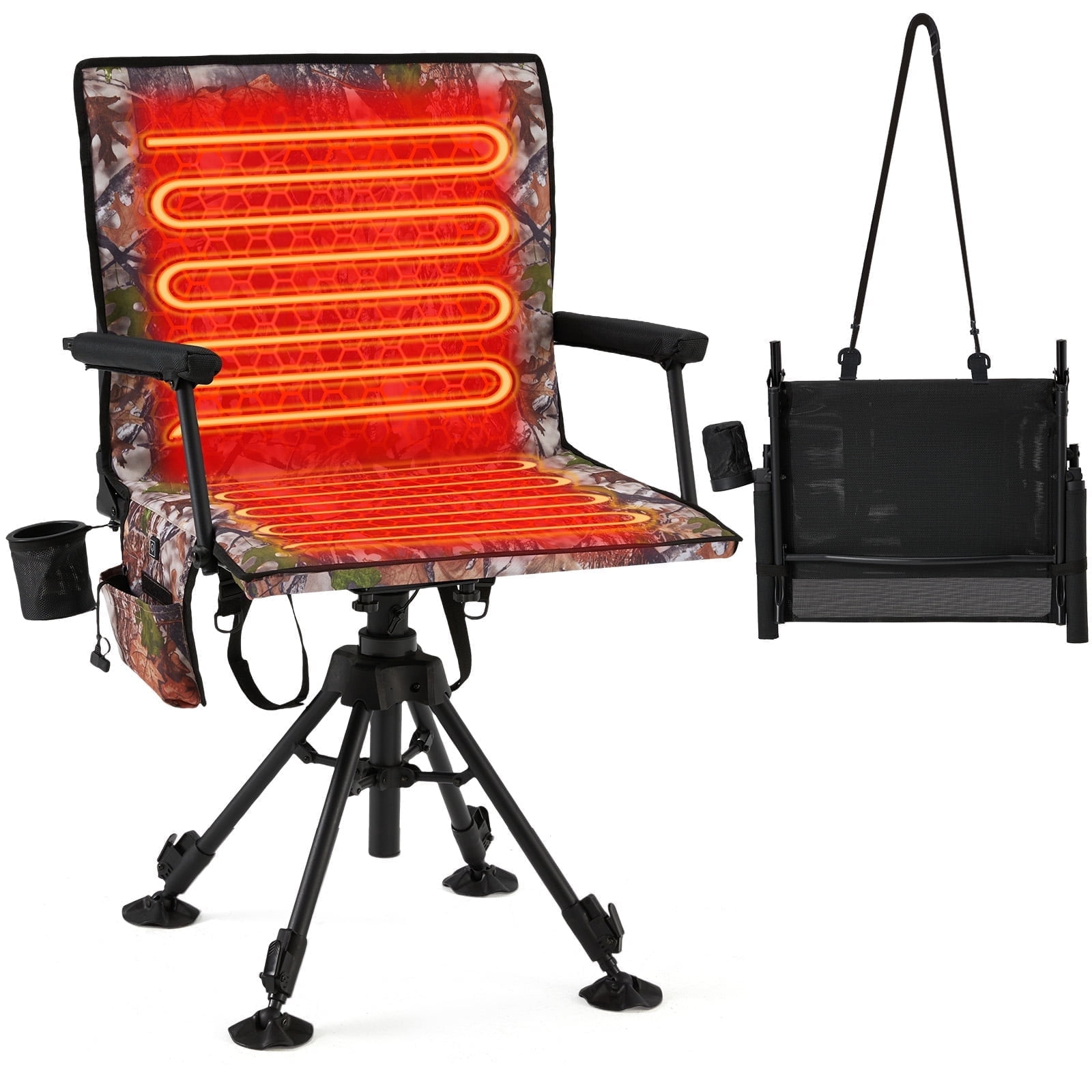 Danrelax Heated 360° Swivel Hunting Blind Chair, Detachable Camo Seat ...