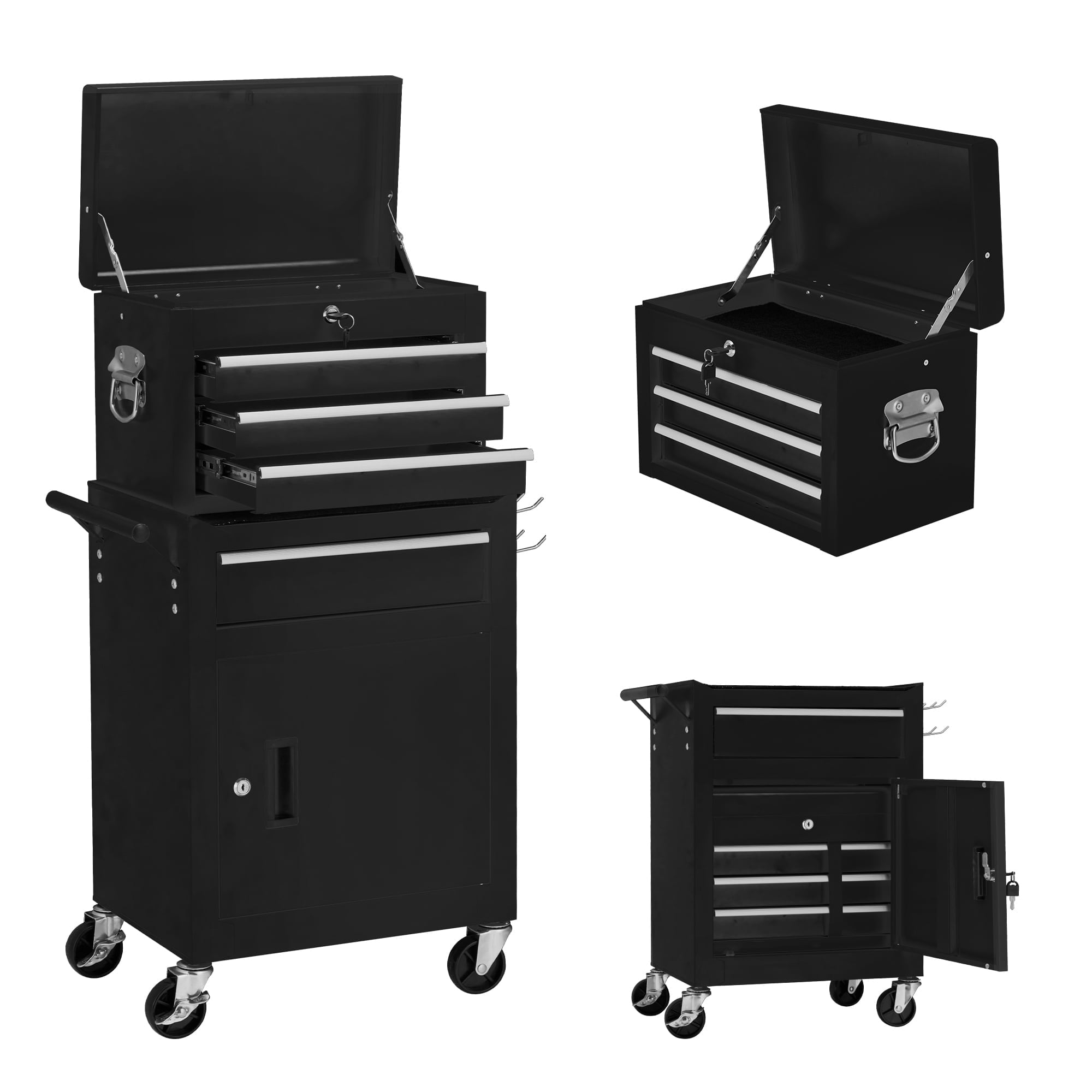 Danrelax 4-Drawers Rolling Tool Chest, Heavy Duty Tool Cart with Wheels, Lockable Tool Box ...