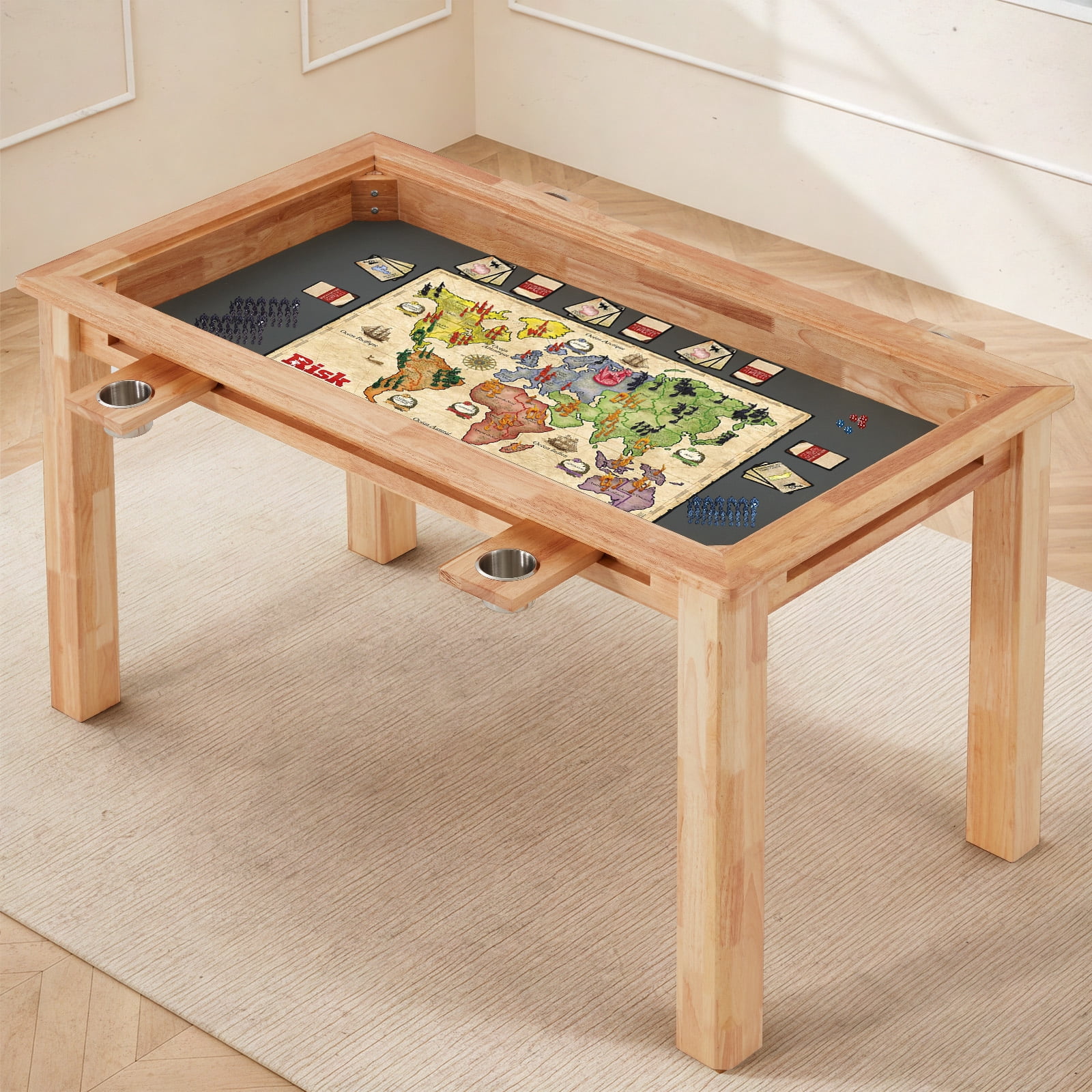 Danrelax Oak Board Game Table with Removable Table Top, 52" x 29" Play ...