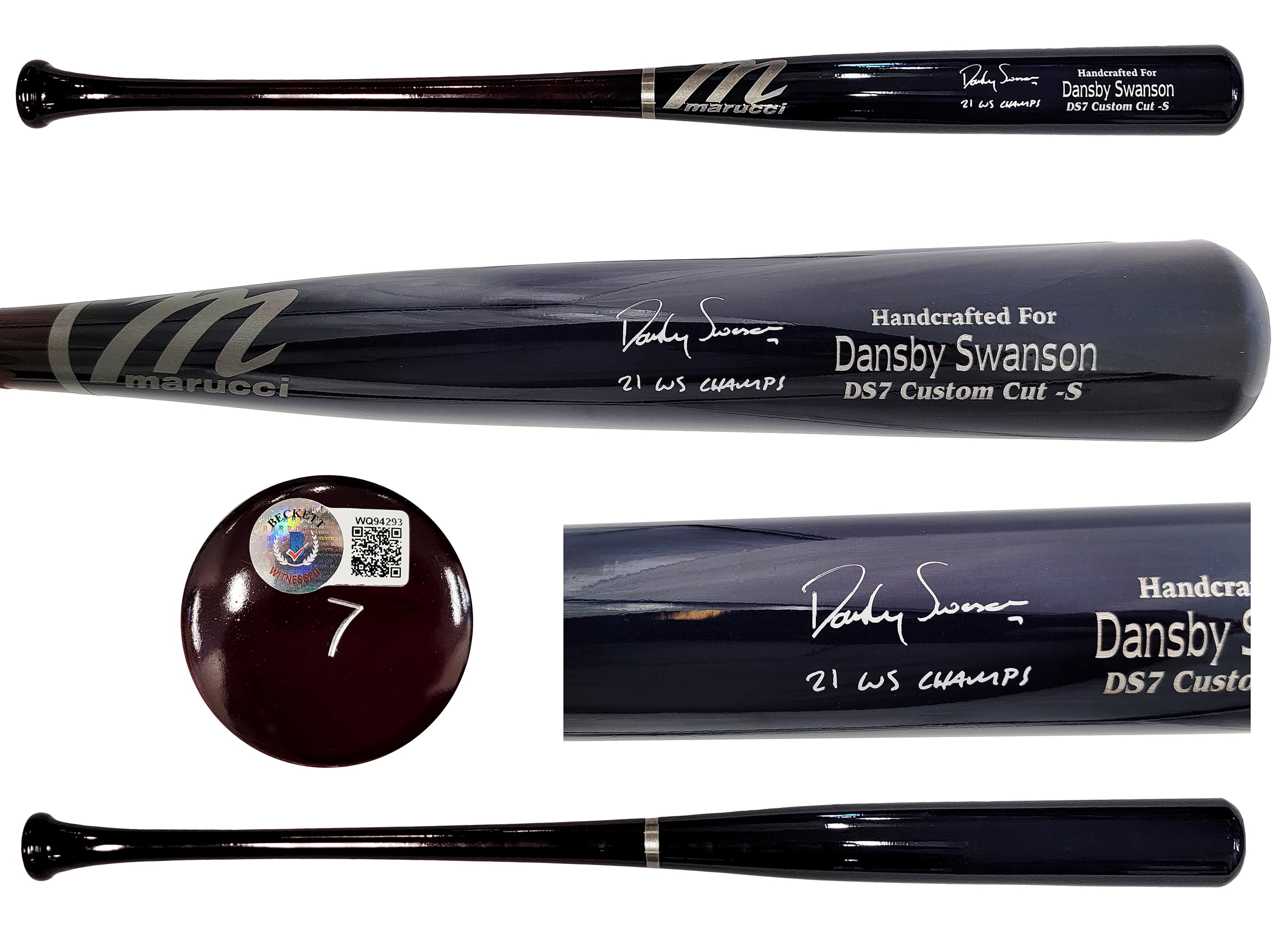 Dansby Swanson Autographed Blue & Brown Marucci Game Model Bat Atlanta ...
