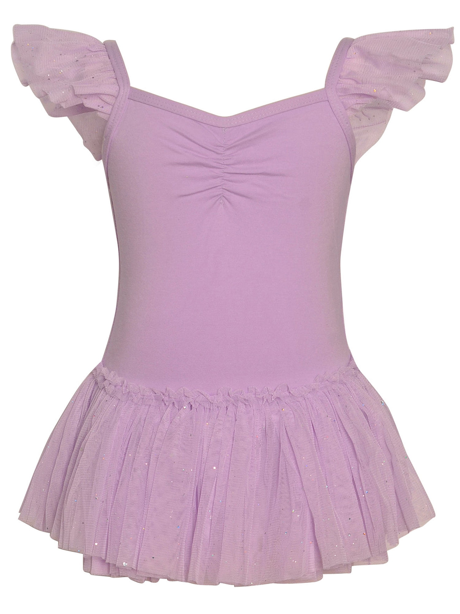 Danshuz Little Girls Lavender Ruffle Bow Dance Leotard Dress 4-6 ...