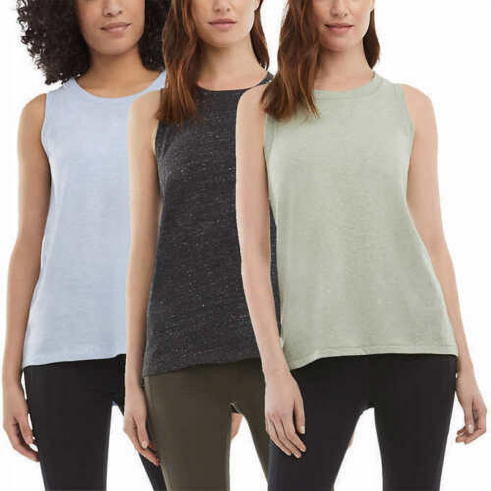 Danskin Ladies' High-Low Tank Top, 3-Pack (Desert Sage/Starbright/Black ...