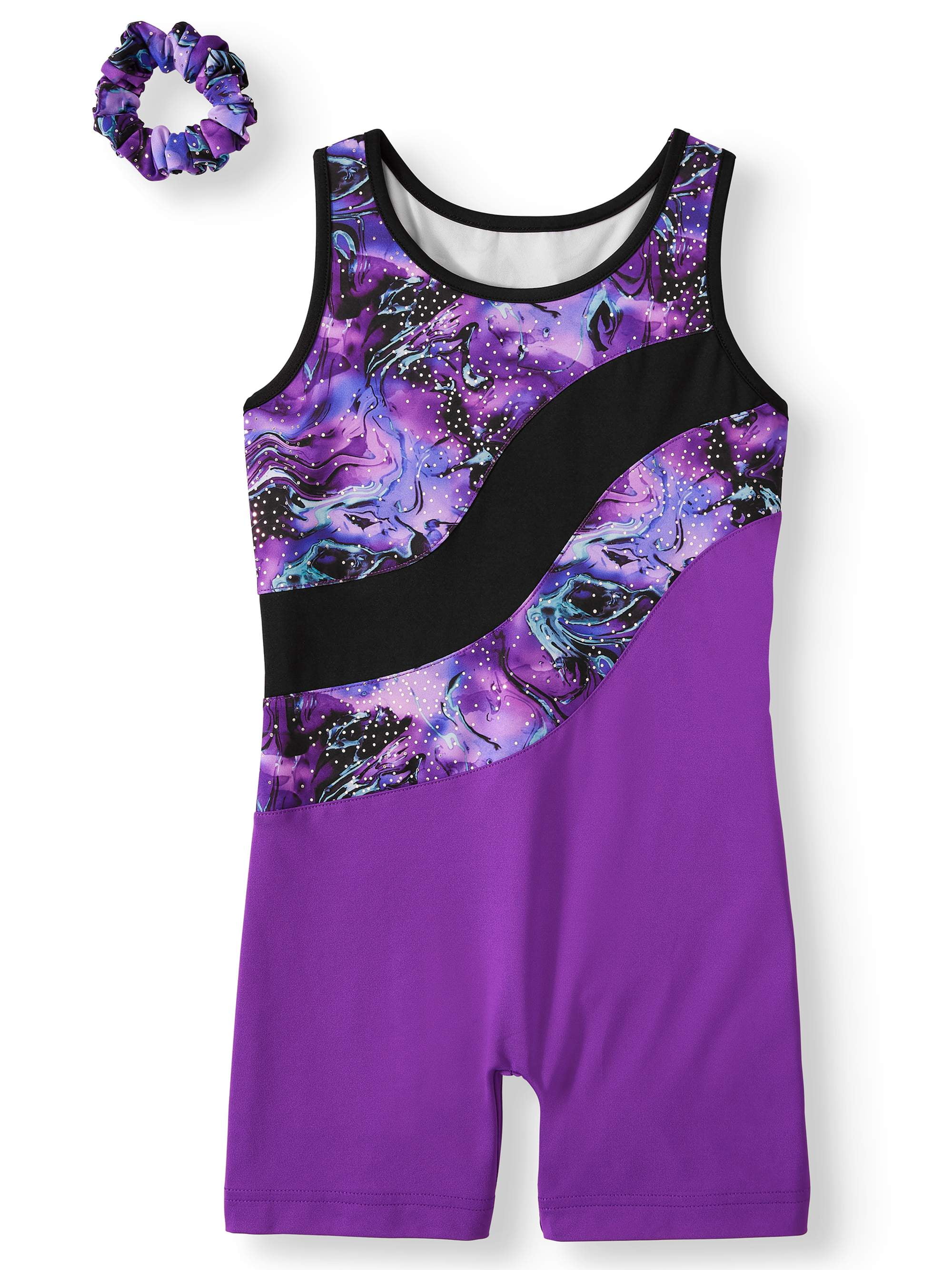 Danskin Now Girls Gymnastics & Dance Strappy Unitard with Marble Print ...