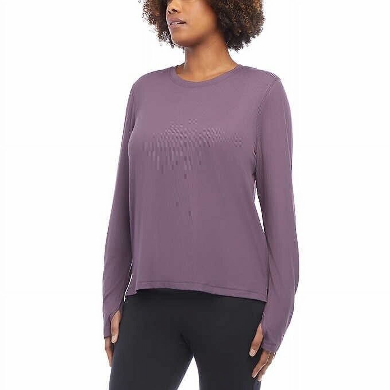 Danskin Women's Ultimate Rib Long Sleeve Tee, Vintage Violet Small ...