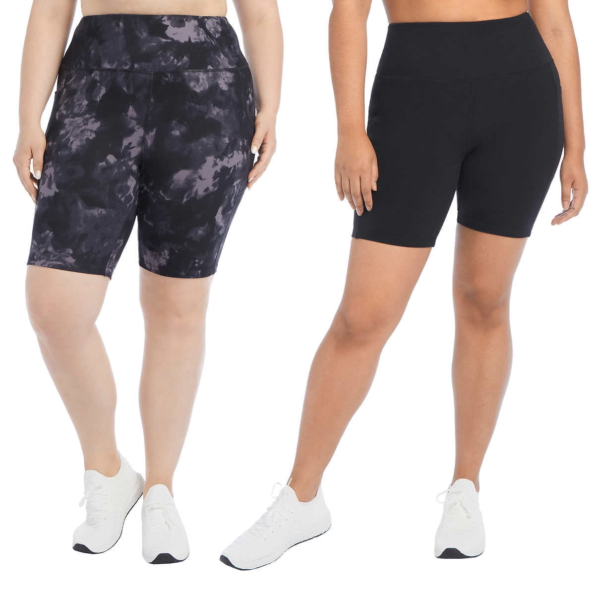 Danskin Womens 2-Pack High Waist Contoured Seams Bike Shorts, Black ...