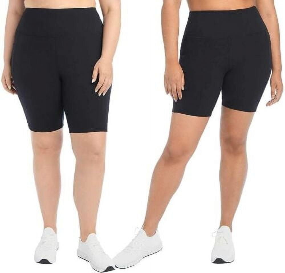 Danskin Womens Midweight Bike Shorts, 2 Pack, Ultra High-Rise Waistband ...