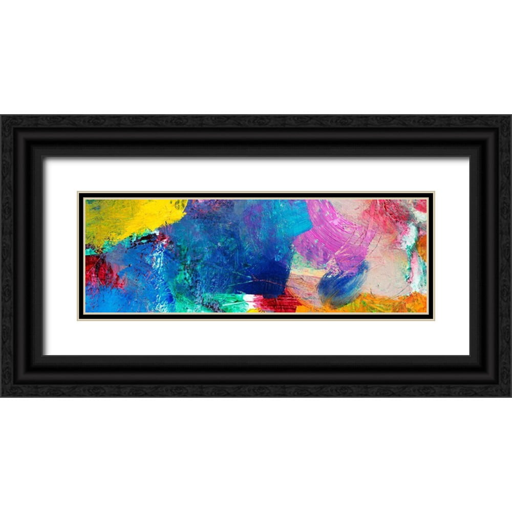 Dansop 24x11 Black Ornate Wood Framed with Double Matting Museum Art ...