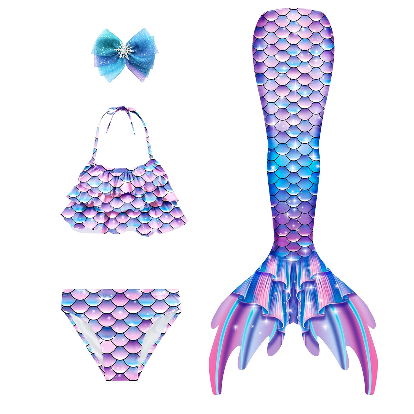 Danvren Girls Mermaid Tails Two-Piece Swimsuit Set, Little Girls 3 ...