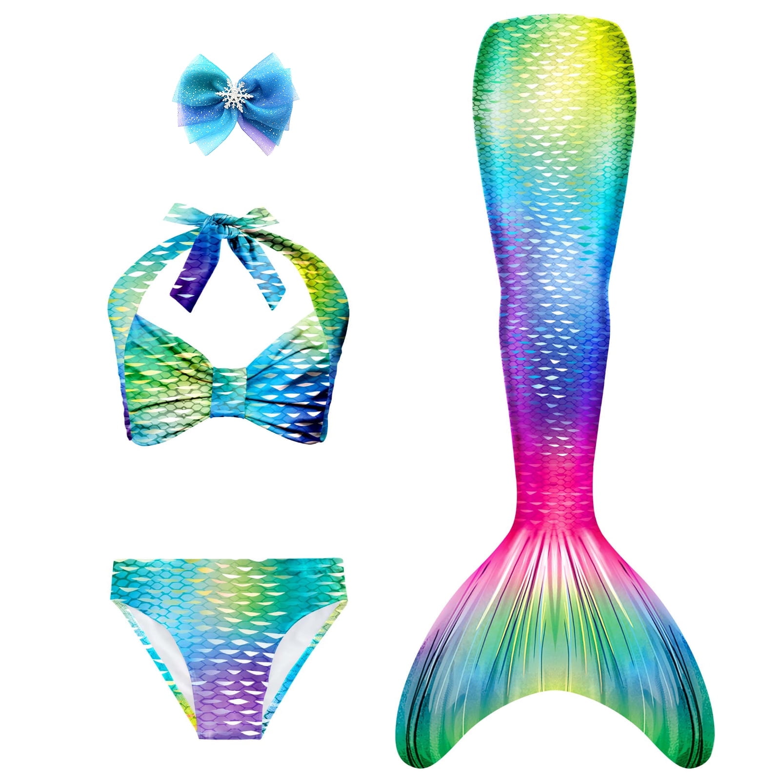 Danvren Girls Mermaid Tails Two-Piece Swimsuit Set, Little Girls 3 ...