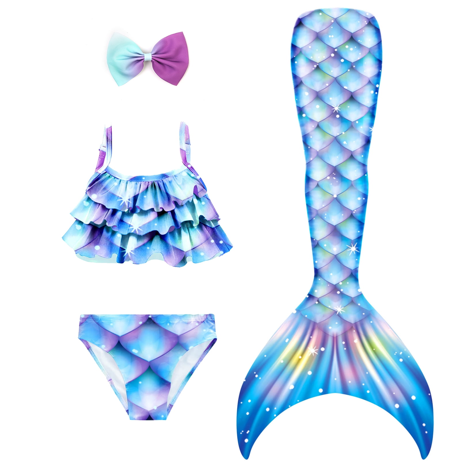 Danvren Girls Mermaid Tails Two-Piece Swimsuit Set, Little Girls 3 ...