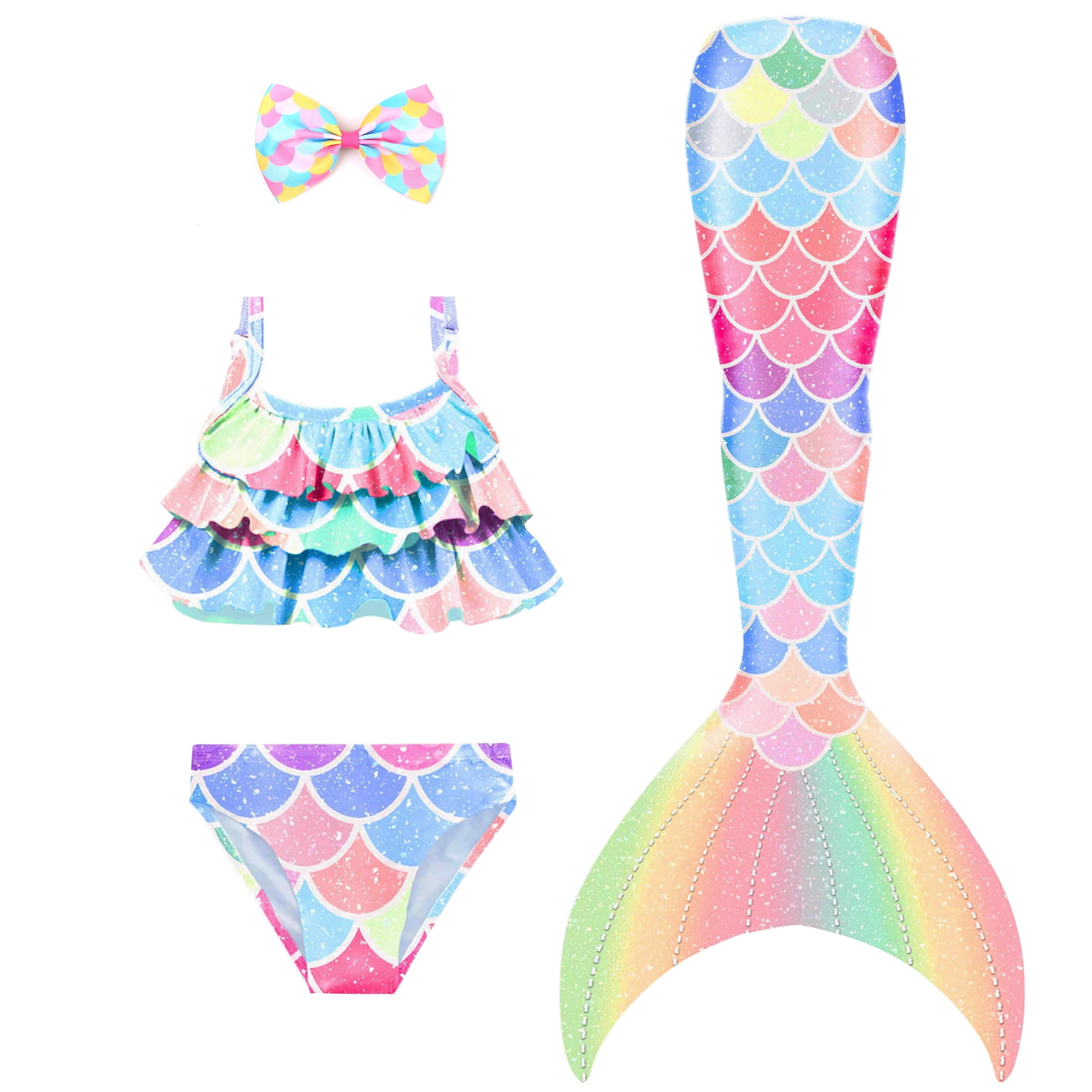 Danvren Girls Mermaid Tails Two-Piece Swimsuit Set, Little Girls 3 ...