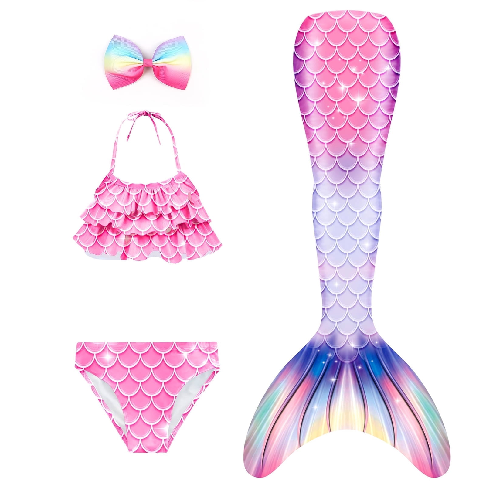Danvren Girls Mermaid Tails Two-Piece Swimsuit Set, Little Girls 3 ...